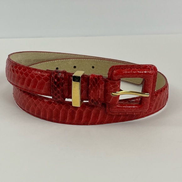 Milor | Accessories | Vintage Milor Genuine Snakeskin Cherry Red Belt ...